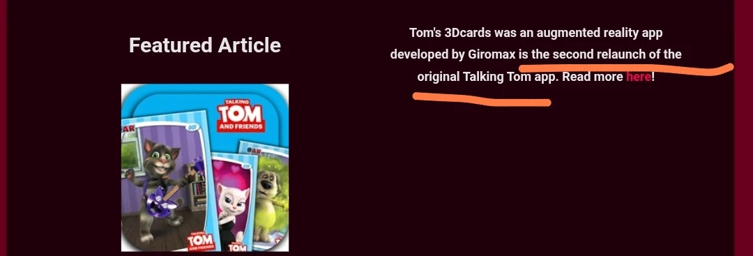 "Tom's 3D cards is the second relaunch of the Talking Tom app" | Fandom
