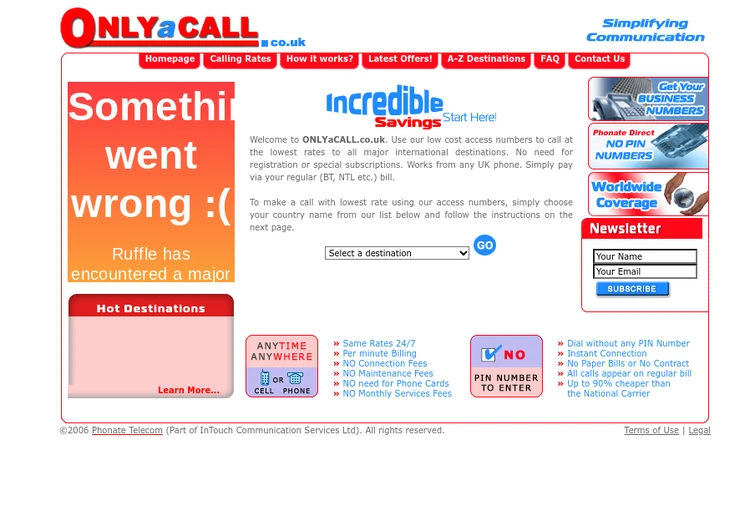 The onlyacall.co.uk website back in March of 2008 | Fandom