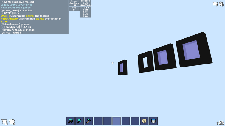 there's an issue when pressing F on one-block the floor doesn't spawn ...