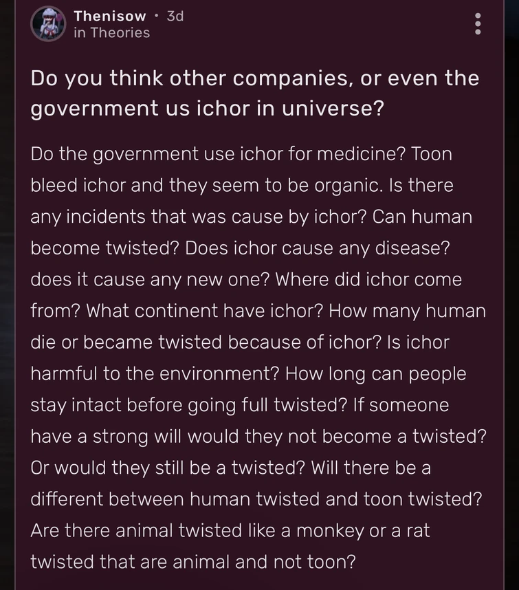 If ichor is a god blood, then that could explain toon body and ...