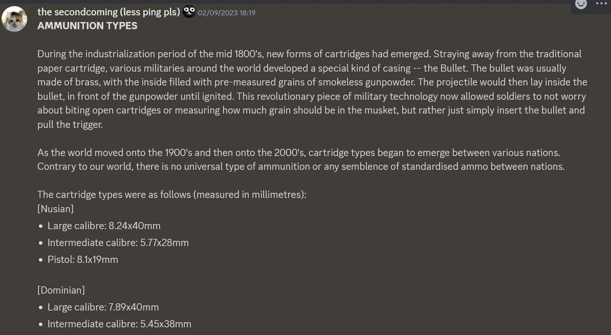 change the calibers on every gun to calibers in sensei's official lore ...