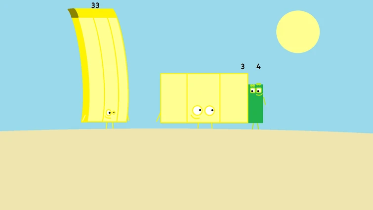 I made art about fanmade Numberblocks: Season 9. Here's 33 and Compound 34 for some reason, why ...