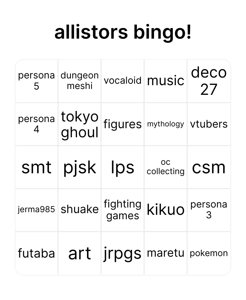 my bingo | Fandom
