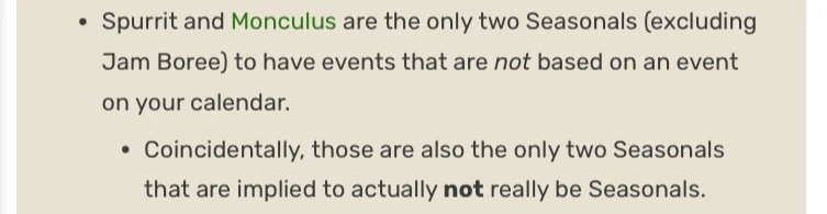 When was Monculus implied to not be a Seasonal | Fandom