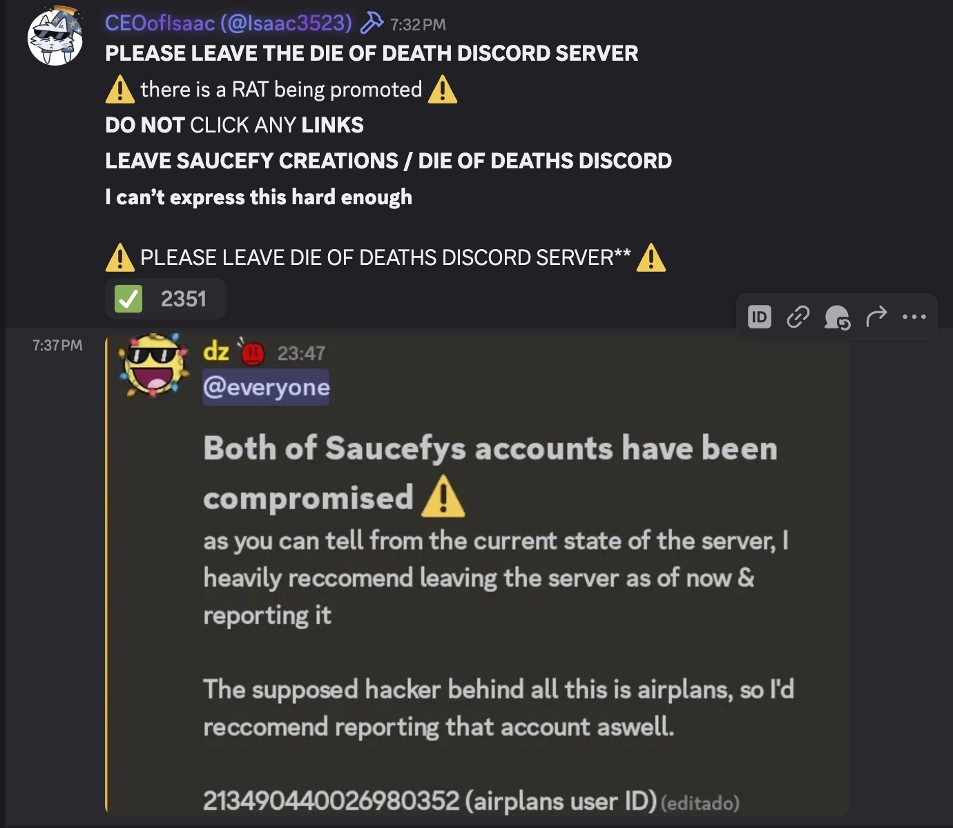 LEAVE THE DIE OF DEATH SERVER. IT'S HACKED. | Fandom
