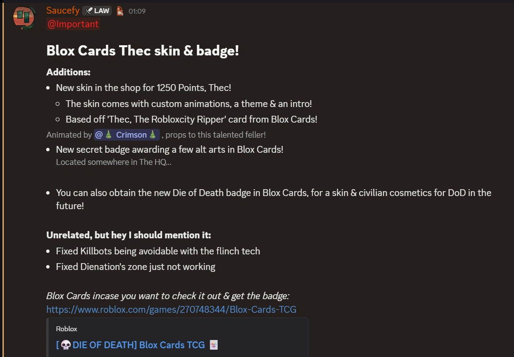 DoD x Blox Cards Update! | Fandom