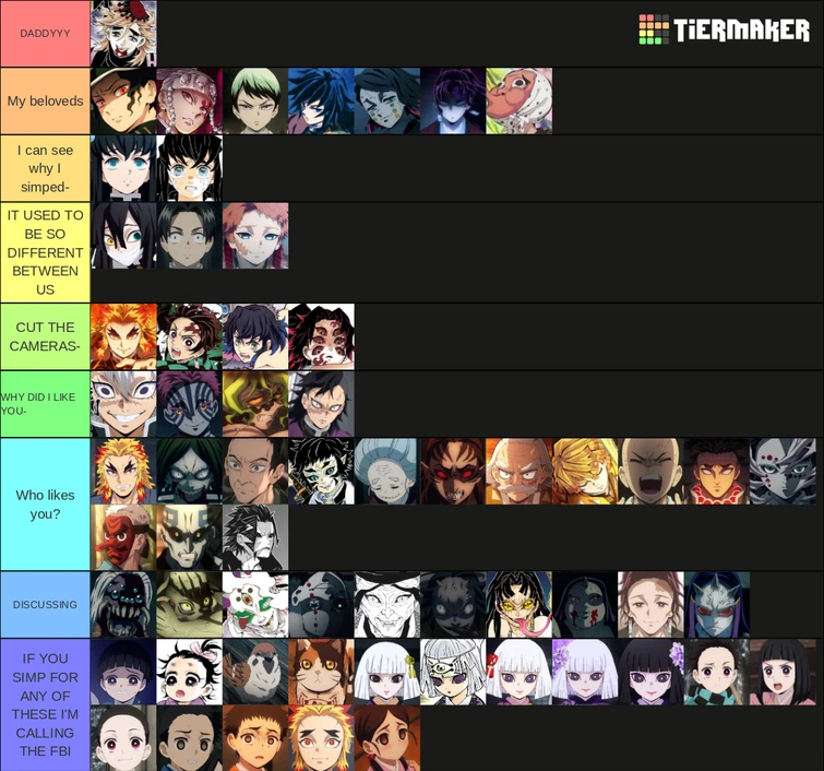 Ranking the cast of demon slayer by how much I simped/simp for them ...