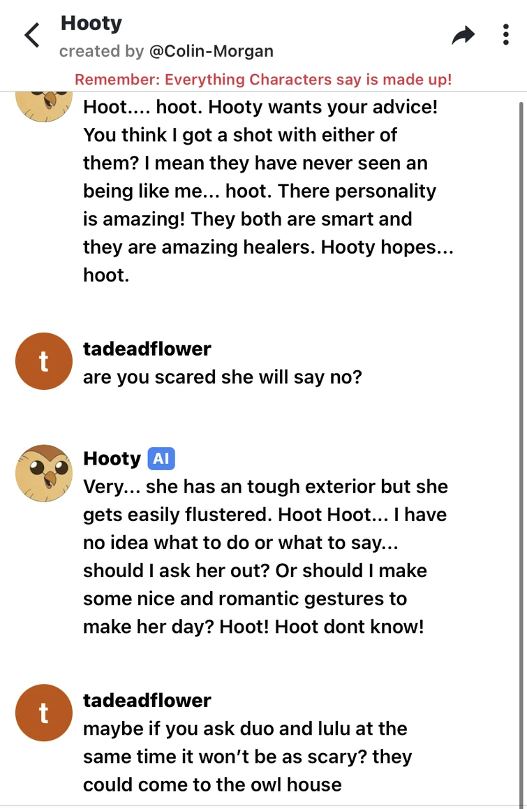 Hooty AI Chat gone intresting | Fandom