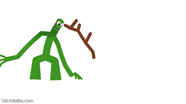 Green eats a stick. | Fandom