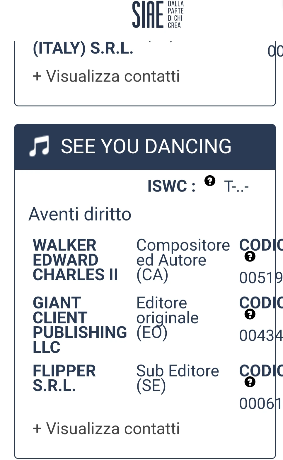 A song called "See You Dancing" on SIAE database. | Fandom