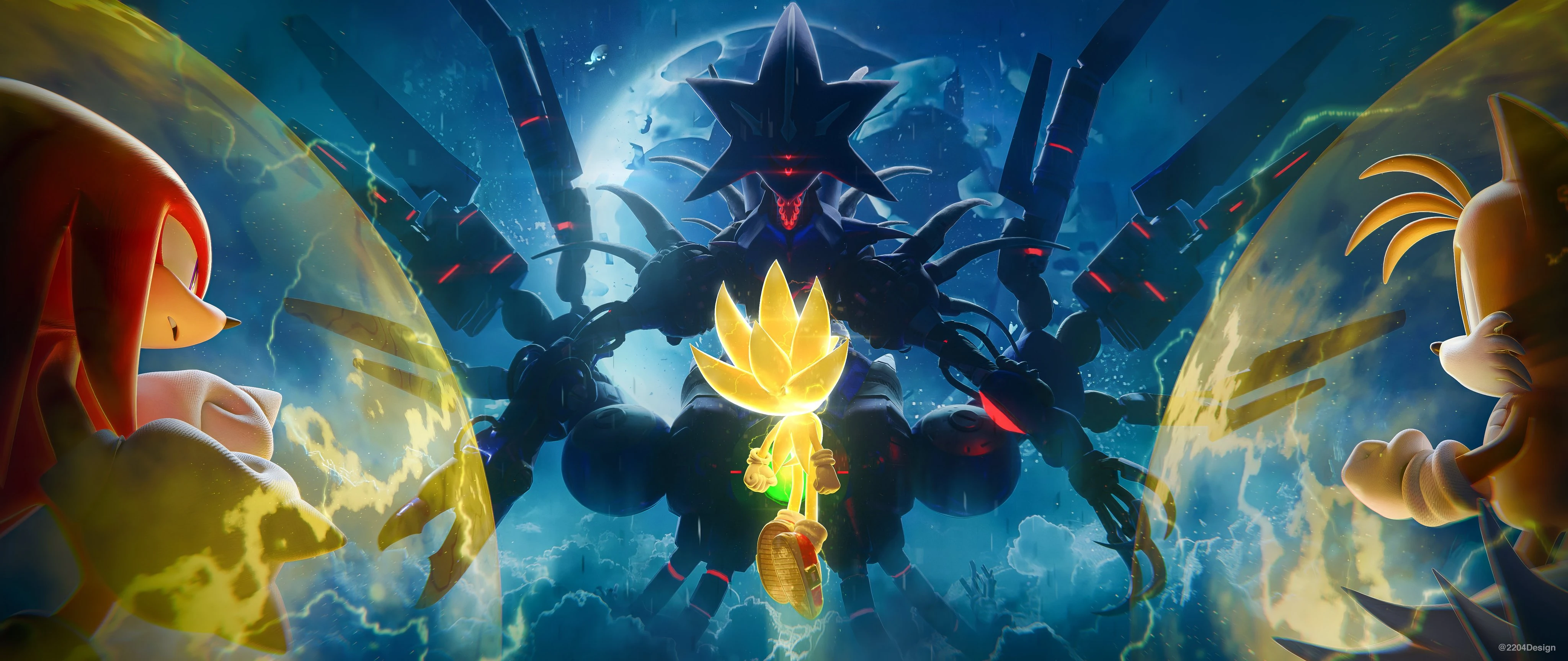 Epic Team Super Sonic vs Metal Overlord fan art by "2204Design" on X ...