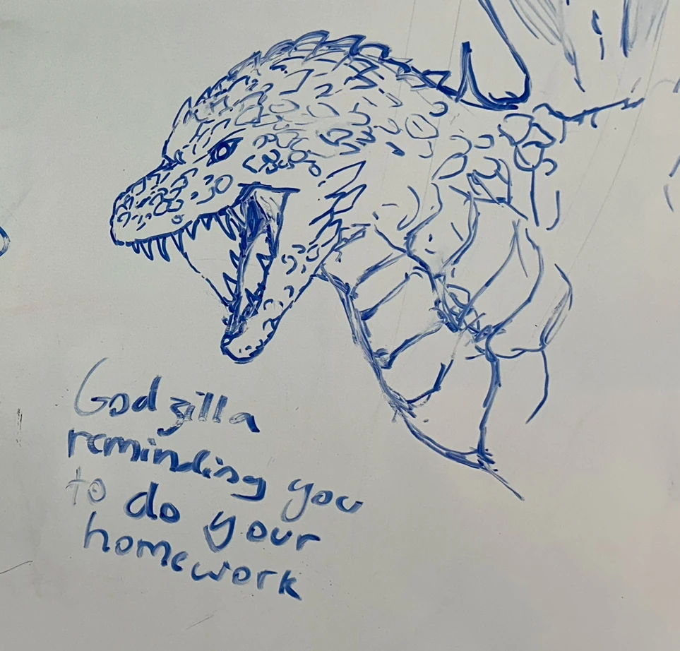 Godzilla on a whiteboard | Fandom