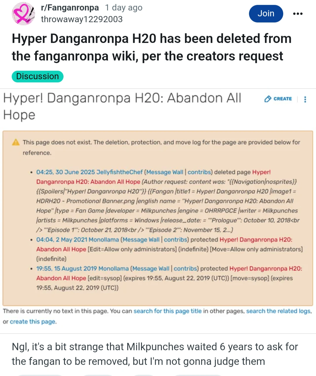 A fangan on here got deleted | Fandom