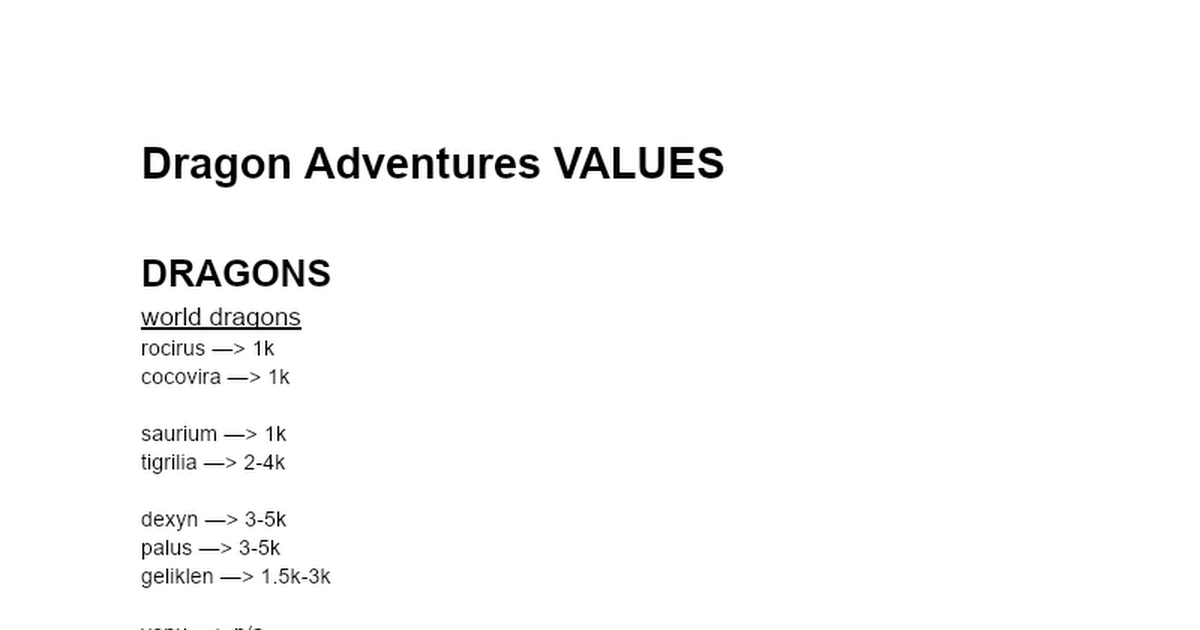 hi guys (dragon adventures value documents) | Fandom