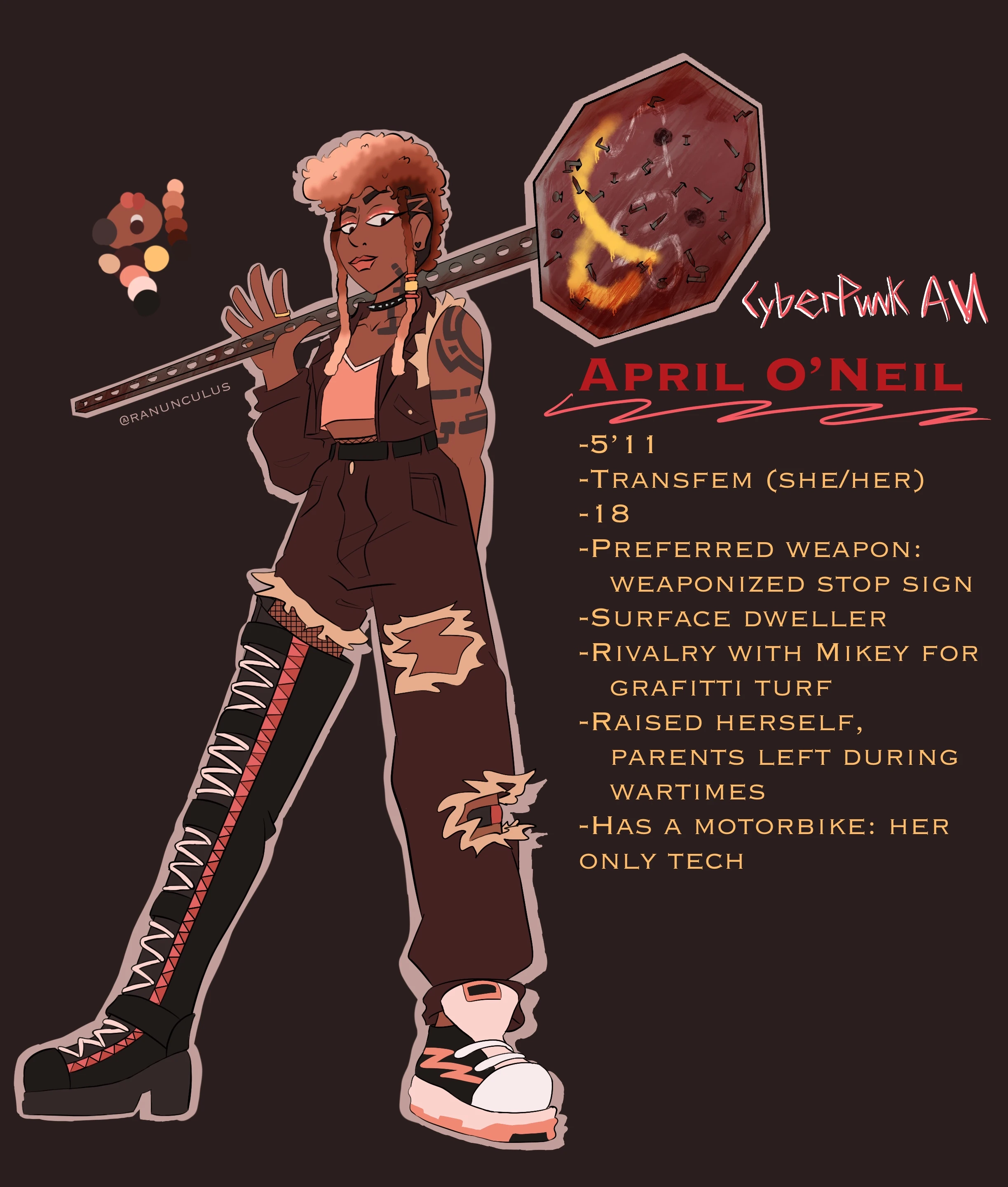 Cyberpunk April Design (TW/CW for smeared blood on metal) | Fandom