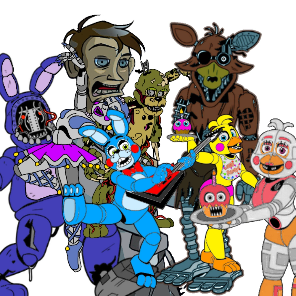 All of the fnaf colouring book characters I have coloured in so far ...