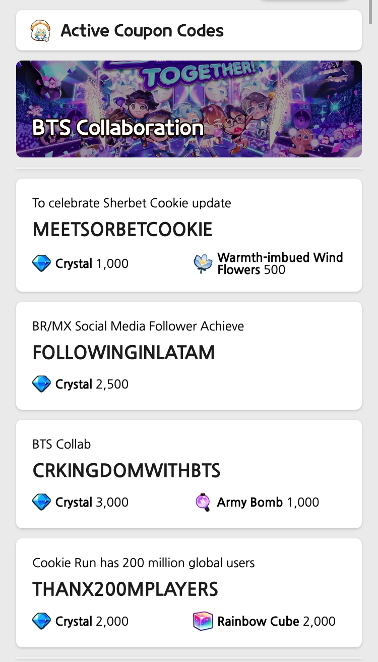 NEW COUPON!! 1000 Crystals, 500 Wind Flowers!! and checkout active coupons! | Fandom