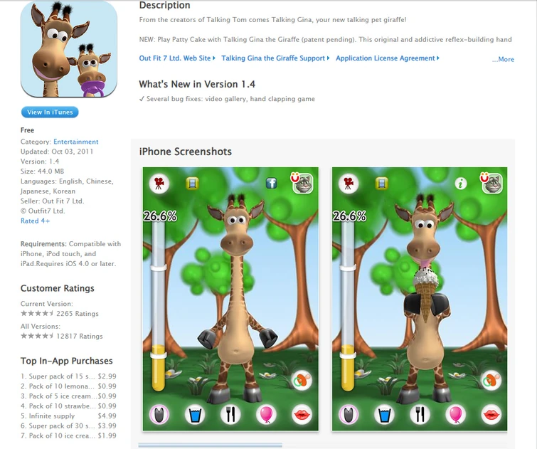 The History Of Talking Gina Updates on iOS. | Fandom