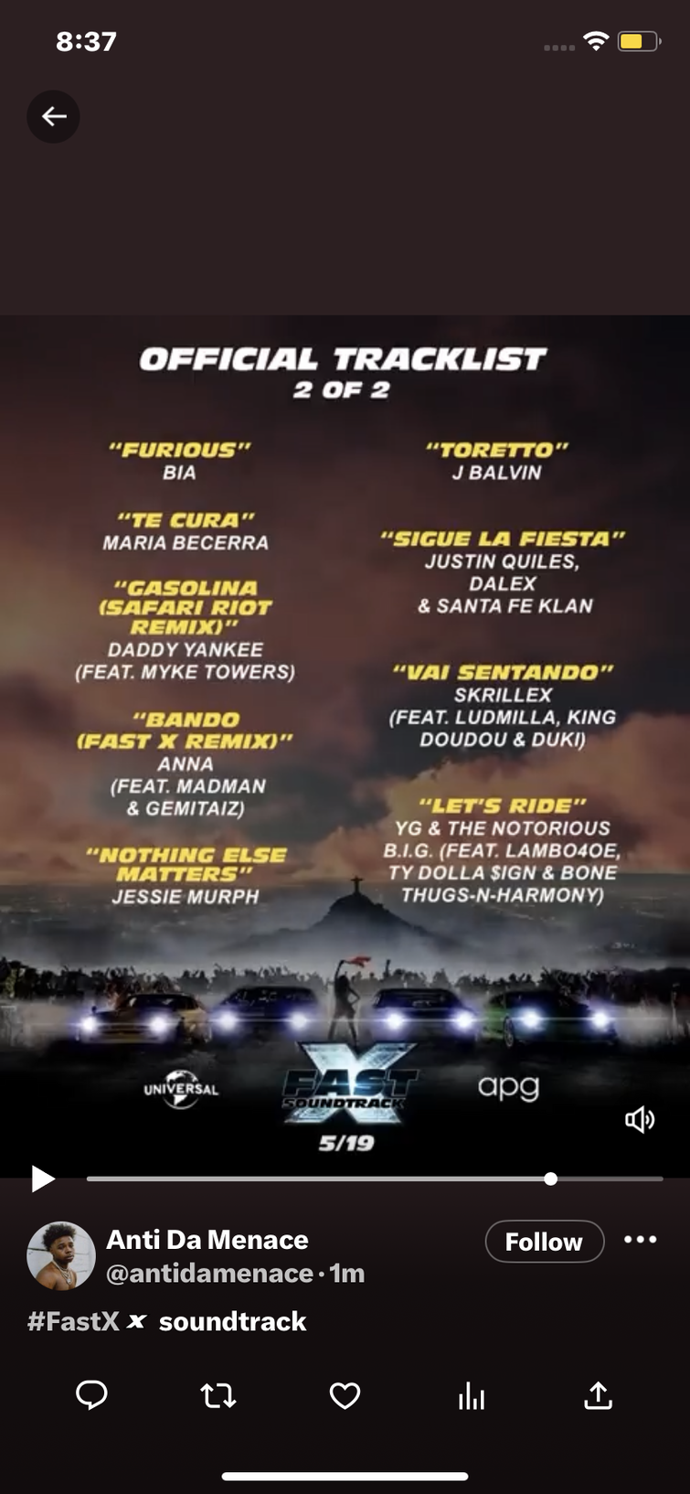 FAST X SOUNDTRACK TRACKLIST | Fandom
