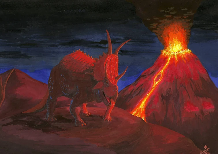 Retro Diabloceratops complete with a random erupting volcano. | Fandom
