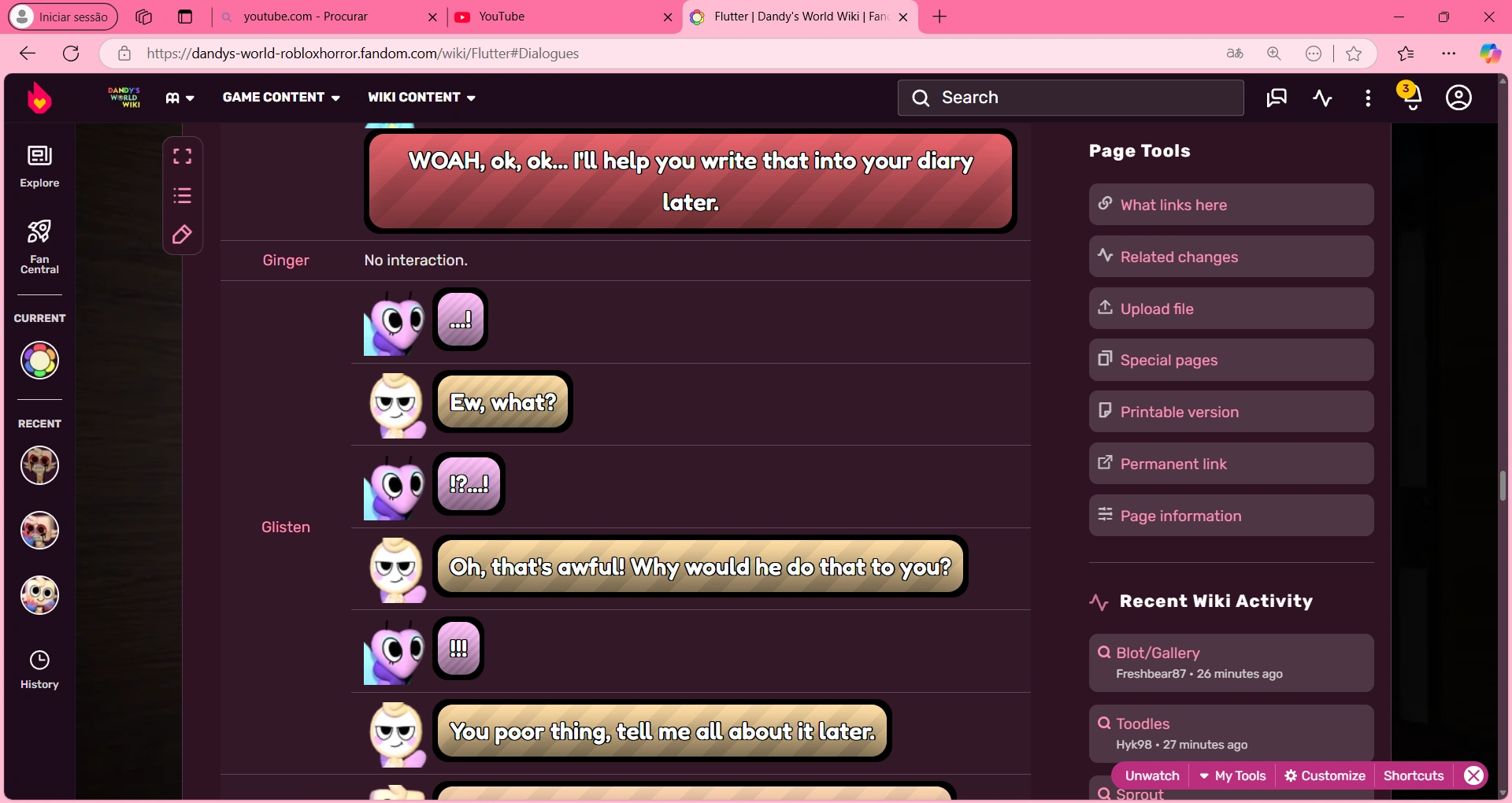 Flutter's interaction with Glisten concerns me | Fandom