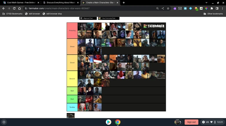 Create your own your character tear list and when your finished comment ...