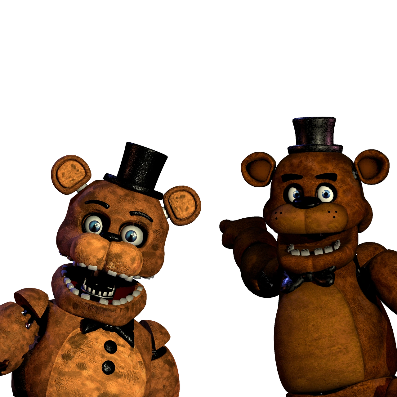 This image of Freddy and Withered Freddy pointing by ...