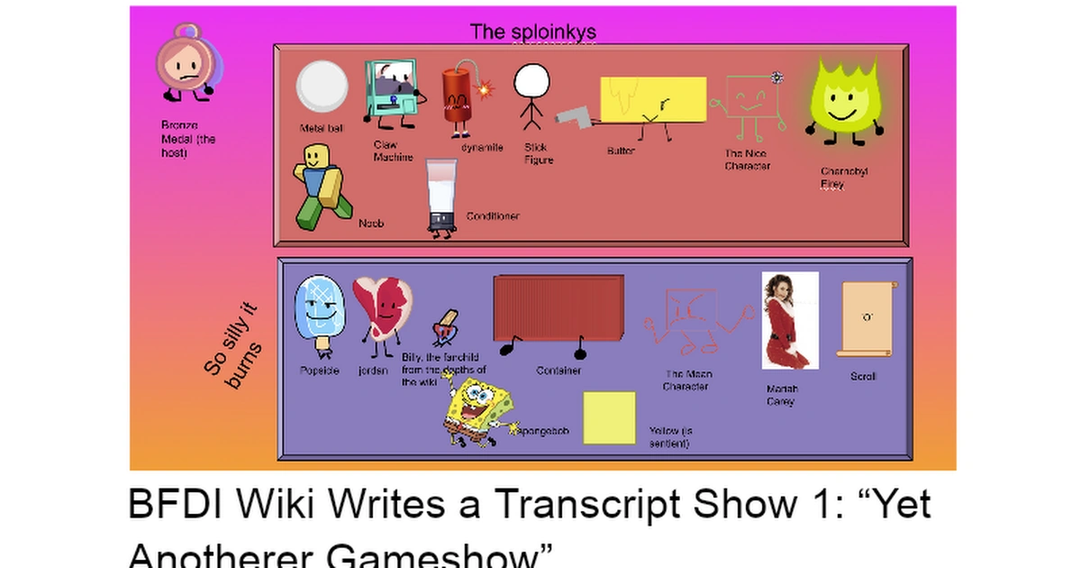 bfdi wiki writes a transcript show: writing #1 | Fandom