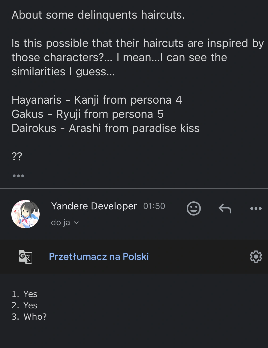 About some delinquents haircuts (I bet some people already know that but I needed confirmation ...