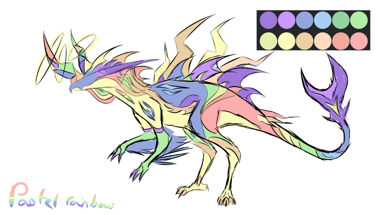 Pastel rainbow palette as a creature concept | Fandom