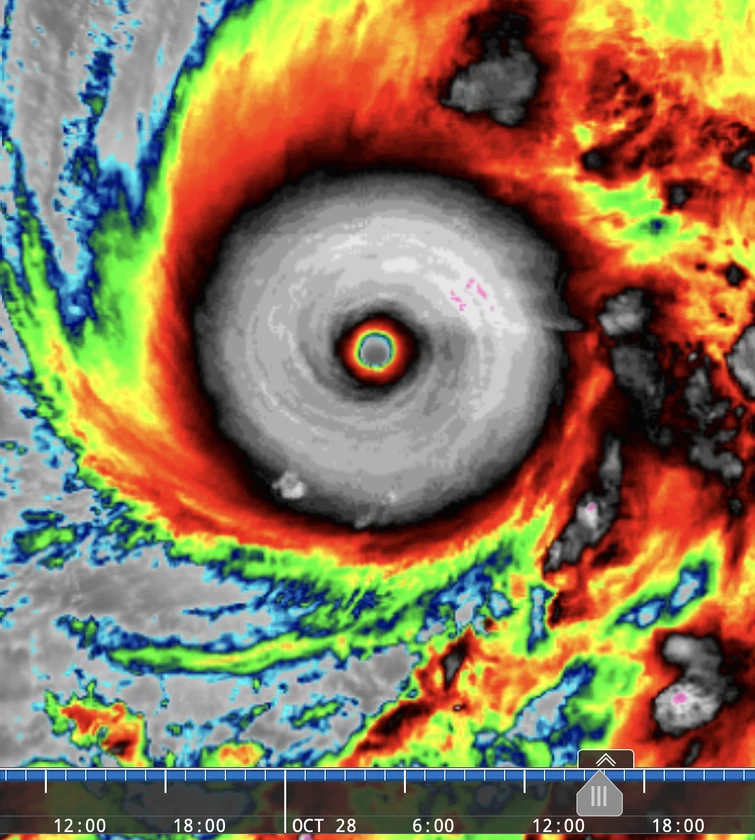 Infrared satellite animation of Super Typhoon Nahodi as it made ...