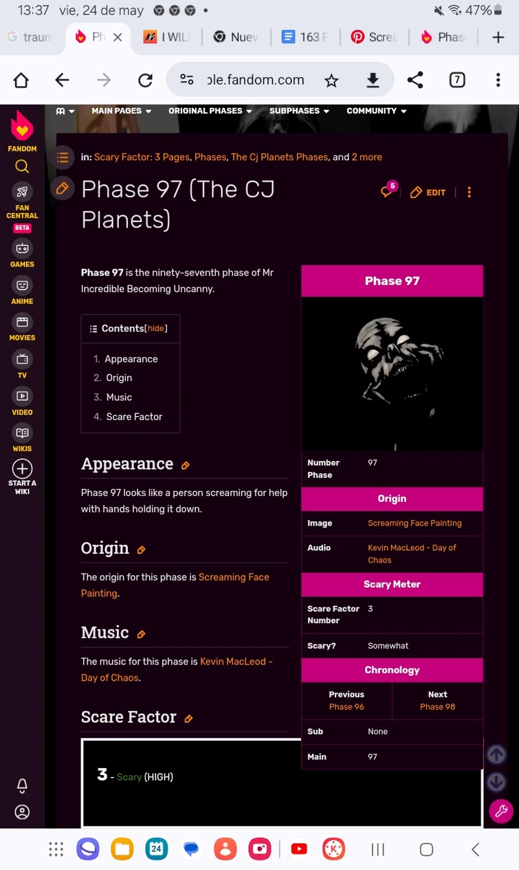 Should i change the origin of phase 97 to screaming face painting? | Fandom