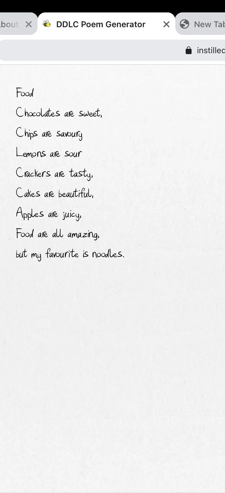 Here is a generator to type your poems and it will be in ddlc fonts ...