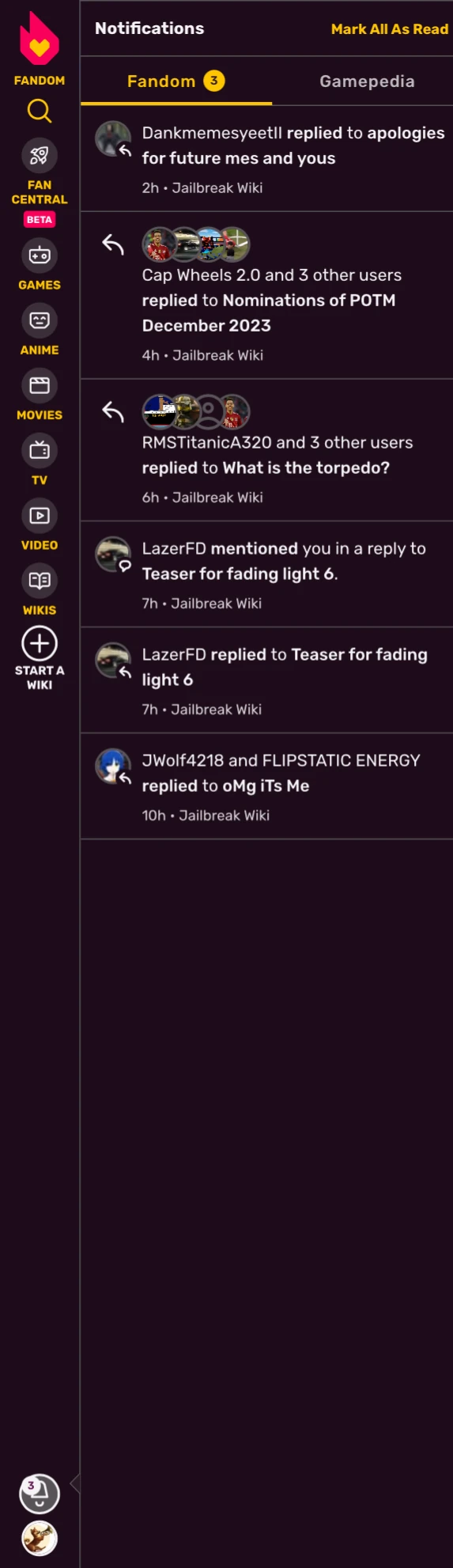What happened to my notifications | Fandom