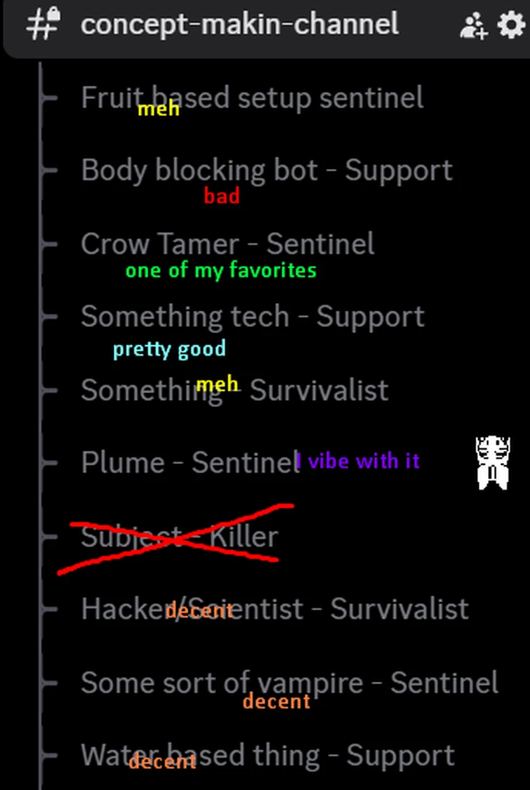 I have made SO many hella short survivor concepts off of random ideas ...