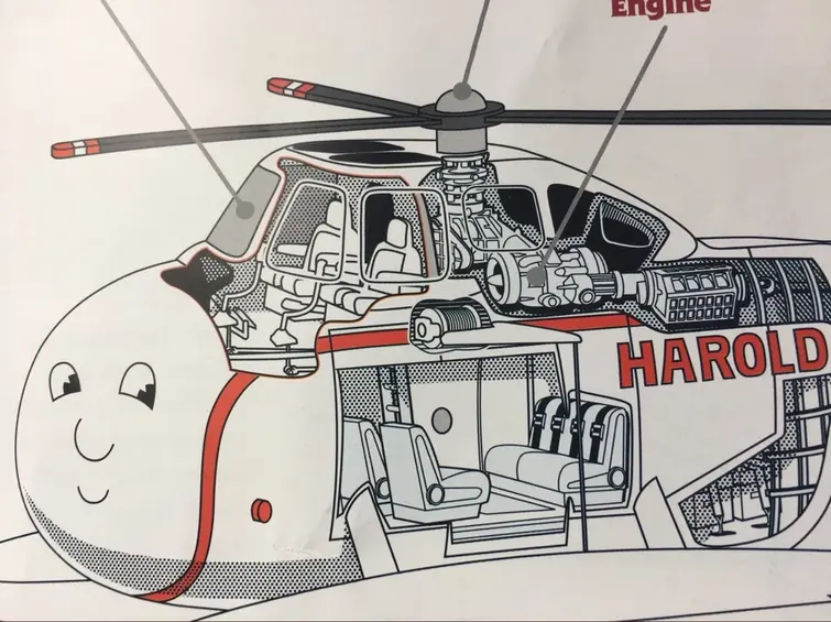 How does Harold the Helicopter get his engine fixed? | Fandom