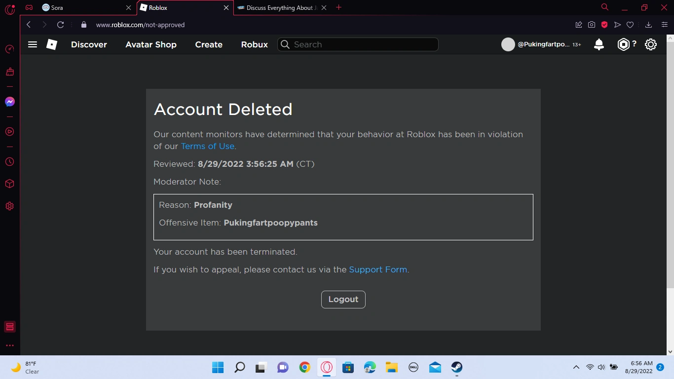 Roblox Moderation strikes again | Fandom