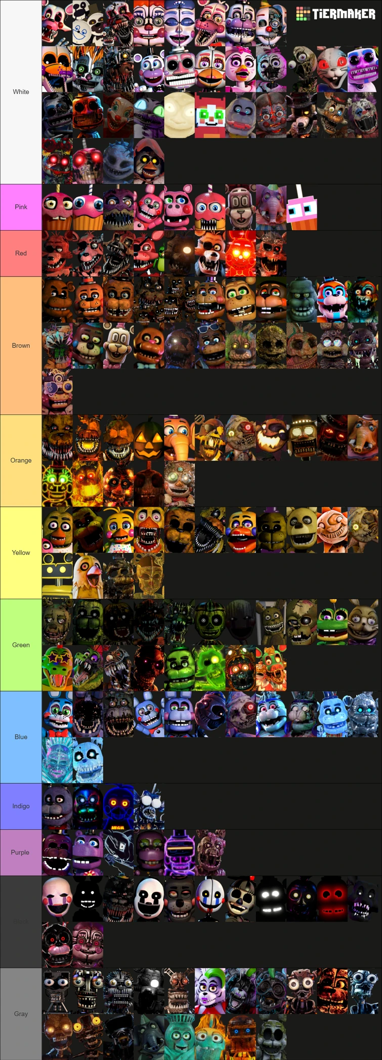 Every Mainline Games of FNAF Animatronic by Color | Fandom