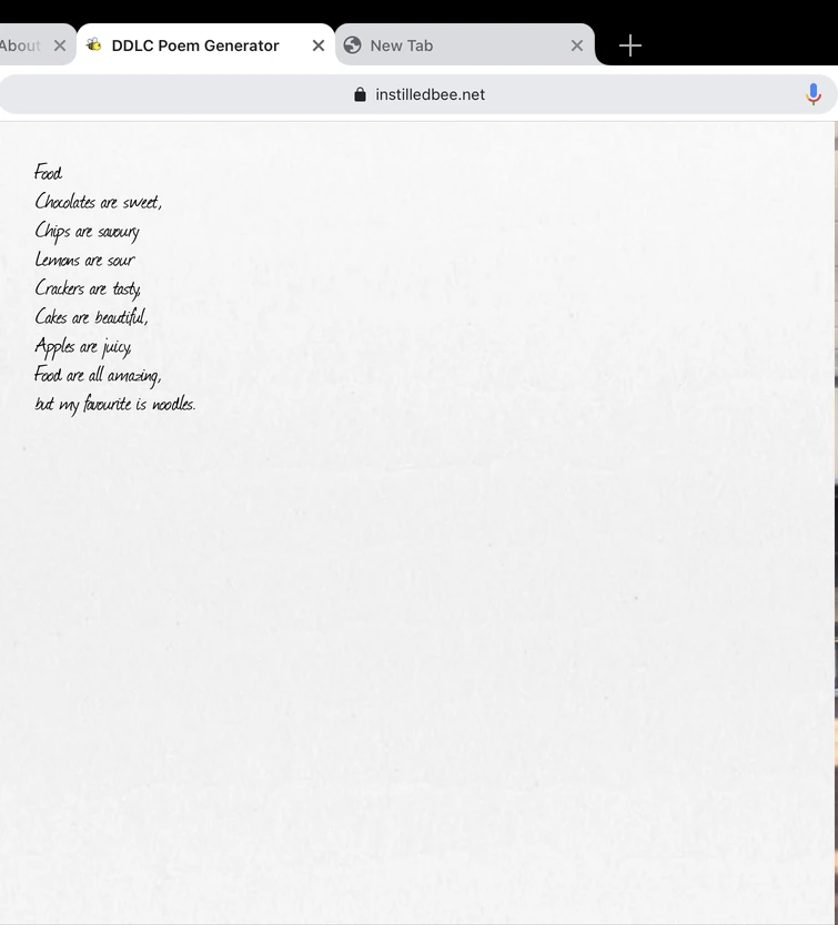 Here is a generator to type your poems and it will be in ddlc fonts ...