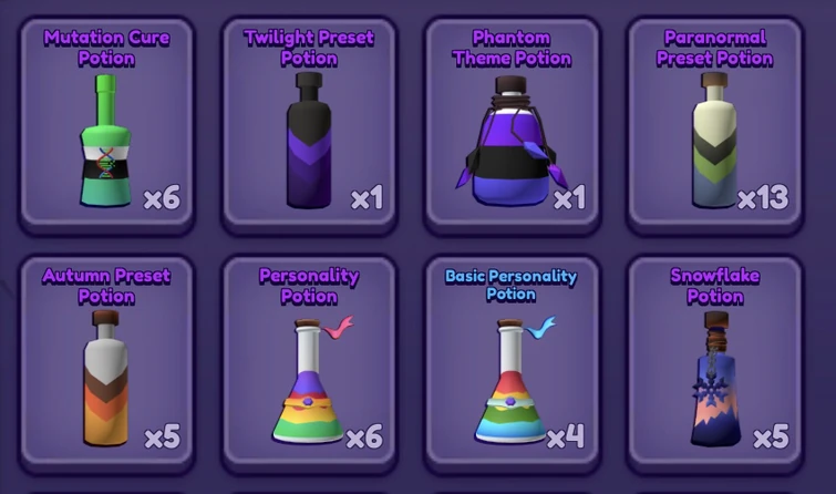 Trading all these potions for tertiary color potions and material pots ...