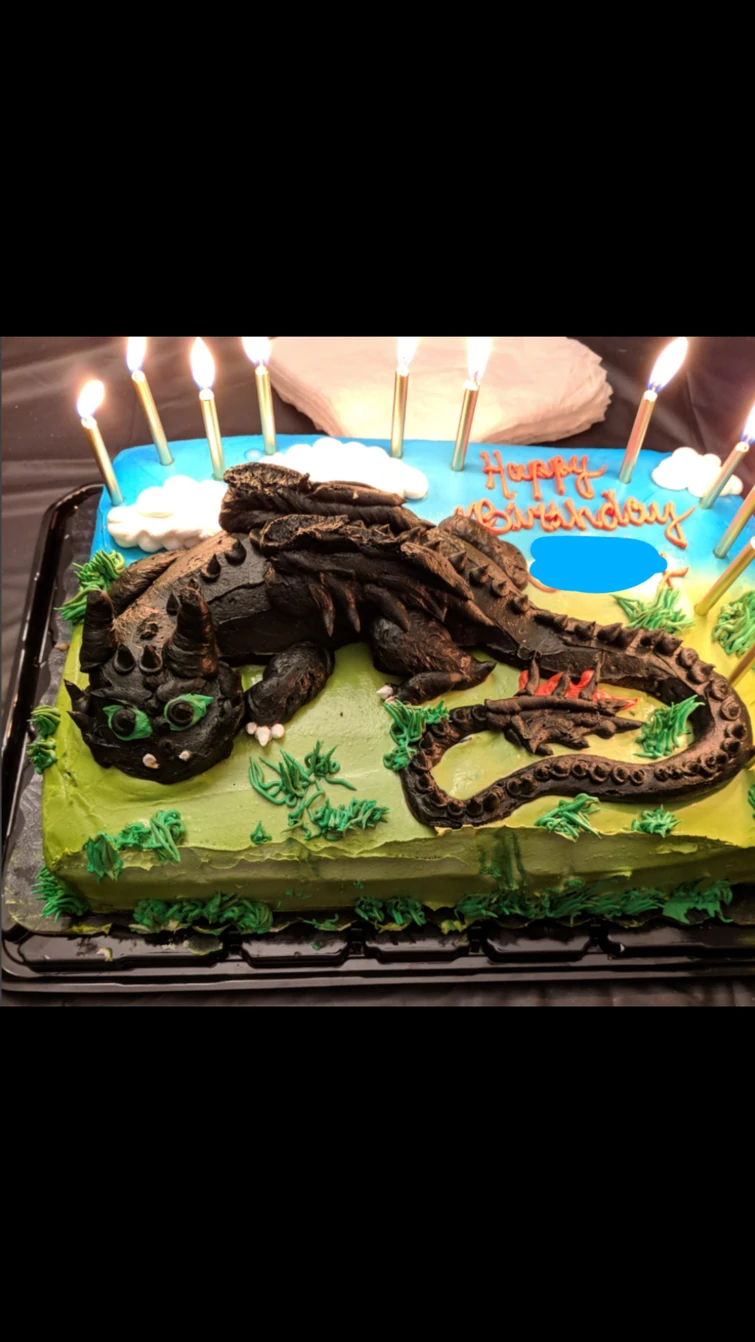 I was looking through my camera roll and I found this httyd cake I took ...