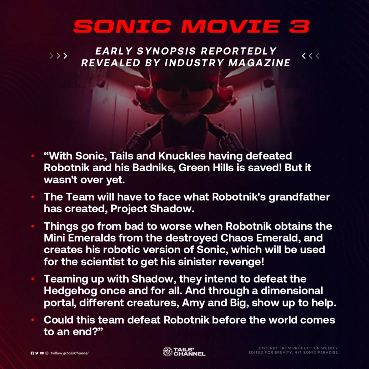 An early synopsis for Sonic 3 was leaked | Fandom
