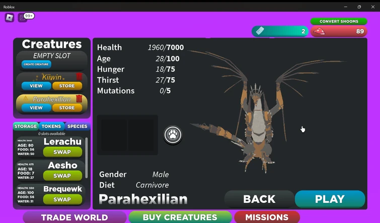 what would you offer for a stored parahexilian | Fandom