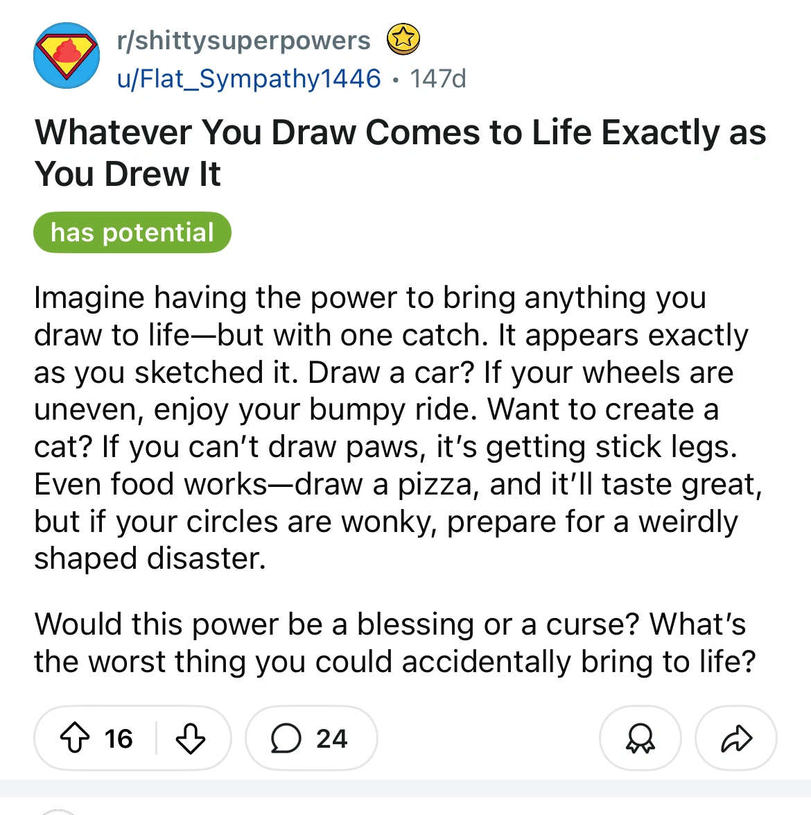 Pick a R/ShittySuperPowers superpower thats art based | Fandom