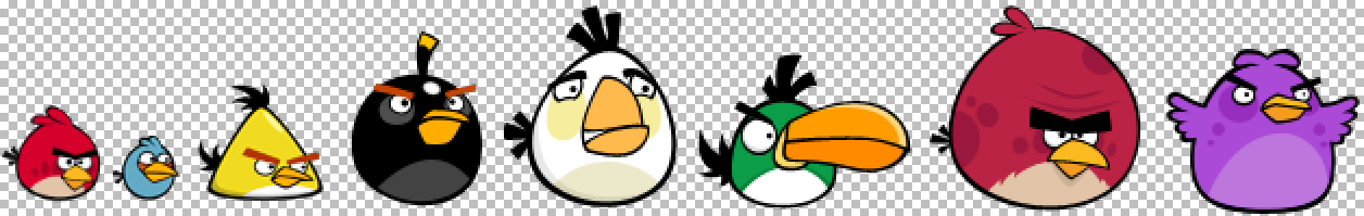 A picture of all of the Angry Birds from the original game as of now ...