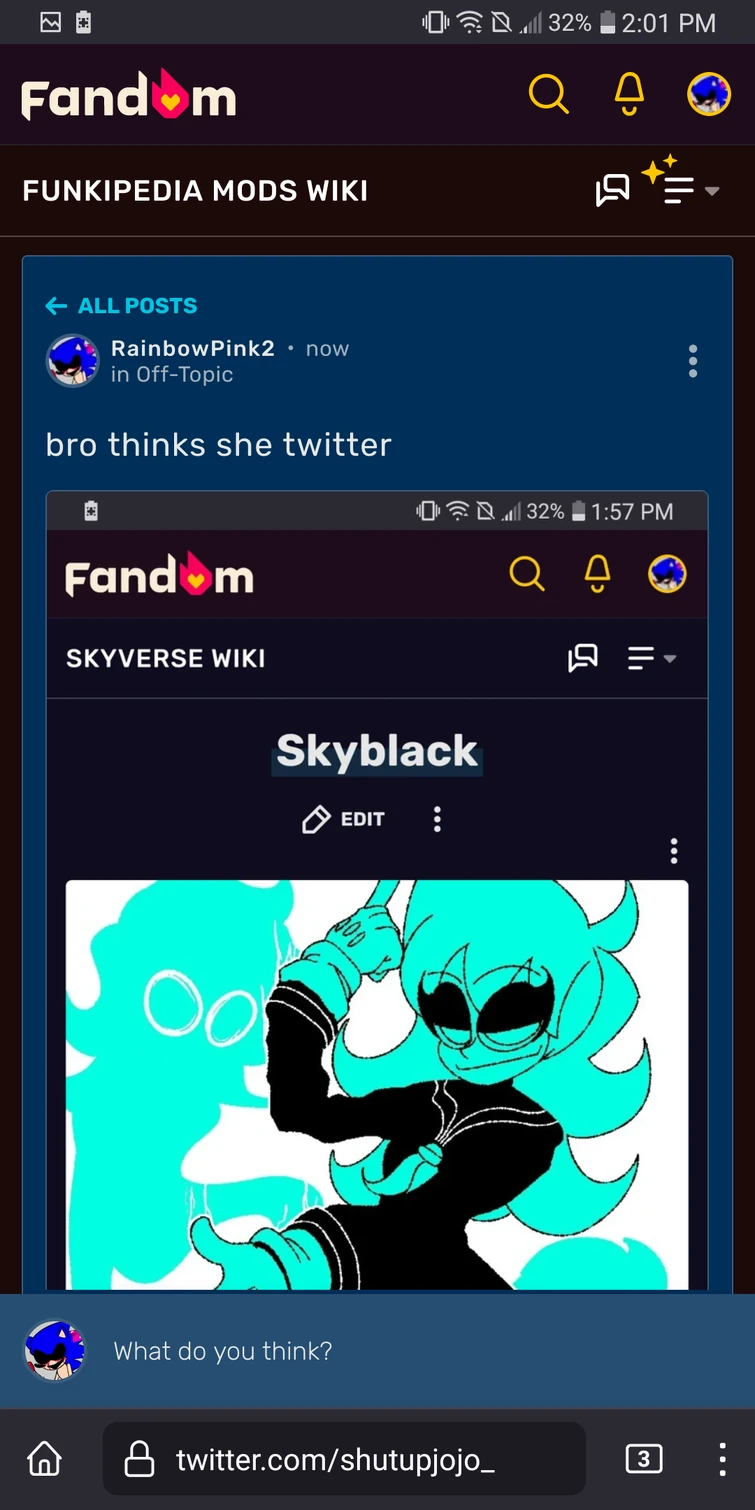 bro thinks she twitter | Fandom