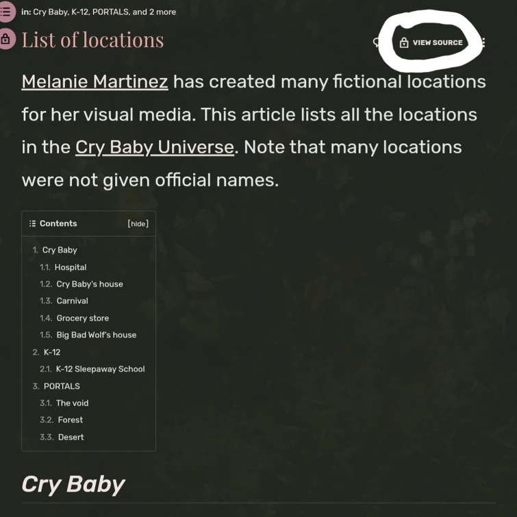 List of Locations article | Fandom