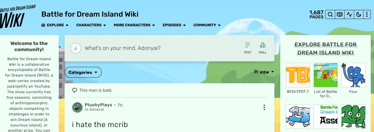 the first thing i see after going to up bfdi wiki | Fandom