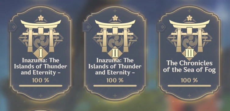 inazuma statue maxed + 100% 4 islands + got a hella lot of namecards ...