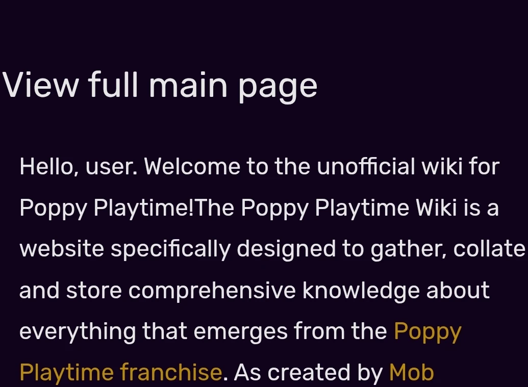 Isn't this the Official Wiki for Poppy Playtime | Fandom